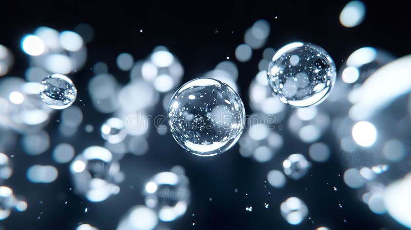 Close Up Floating Water Droplets Light Reflections Bokeh Stock Photos ...