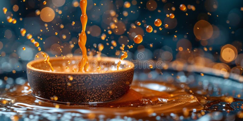 Close Up Flow of Coffee Drink Splashing Background Stock Image - Image ...