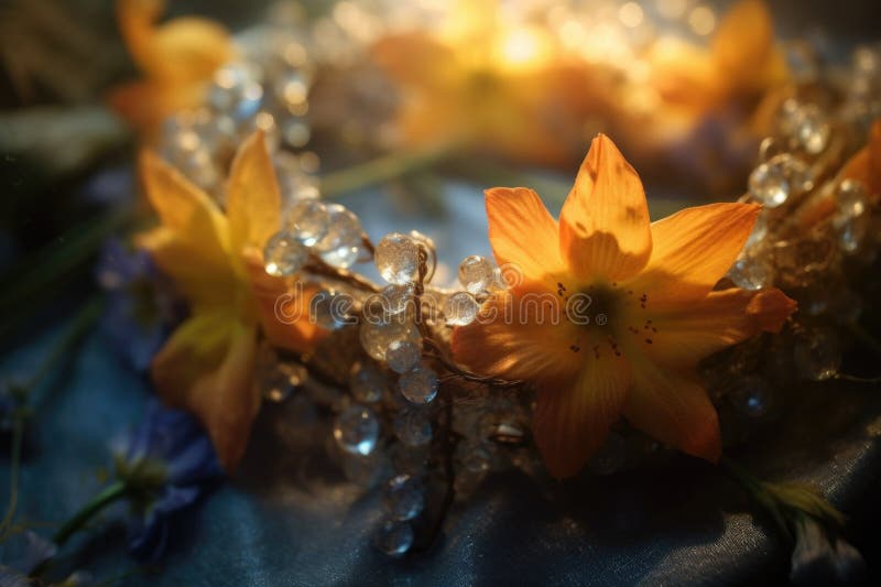 Flower Crown in Progress: Half-finished Design with Loose Flowers ...