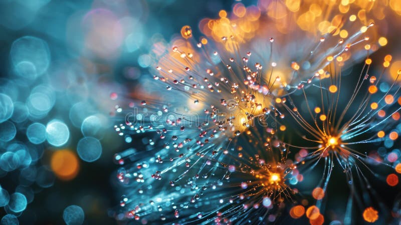 A Close Up of a Flower with Many Lights and Dots, AI Stock Illustration ...