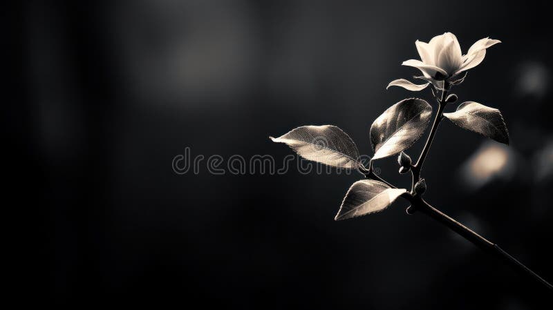 A Close Up of a Flower on the Stem with Leaves, AI Stock Illustration ...