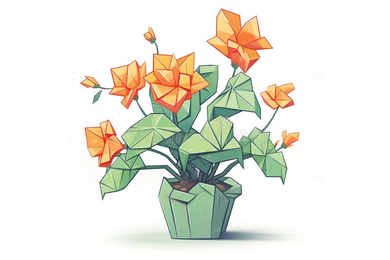 Close Up of Flowering Origami Plant Stock Image - Image of close ...