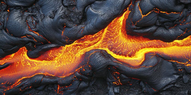 Close-up of Flowing Lava Showcasing Volcanic Activity and Geological ...