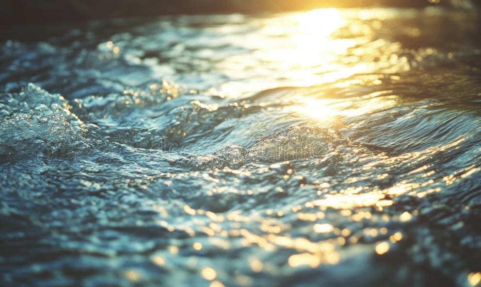 Close-up of a Flowing River, Sunlight Reflecting on the Water Stock ...