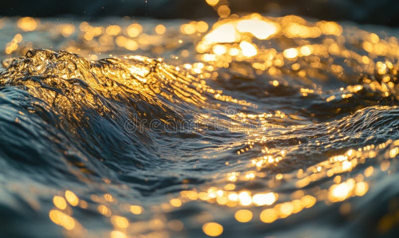 Close-up of a Flowing River, Sunlight Reflecting on the Water Stock ...