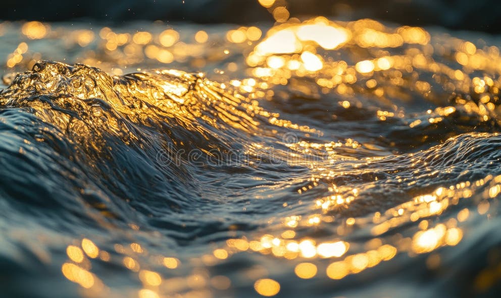 Close-up of a Flowing River, Sunlight Reflecting on the Water Stock ...