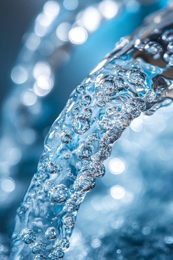 Close-up of Flowing Water with Bubbles, Creating Dynamic, Graceful ...