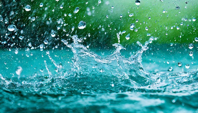 Close Up of Flying Drops and Aqua Splashes with Copy Space Stock ...