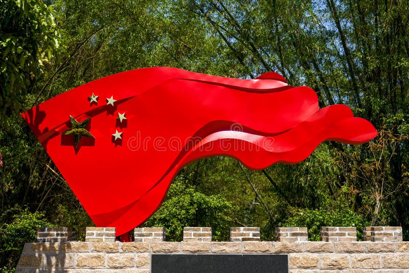 Close-up of Flying Five-star Red Flag Sculpture Stock Photo - Image of ...