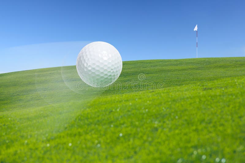 Flying Golf Ball stock photo. Image of moving, clouds - 2133028