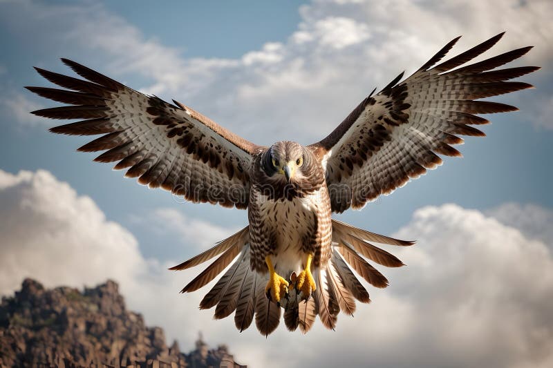 A Close Up of a Flying Hawk with an Amazing Background Stock Image - Image of wing, plumage ...
