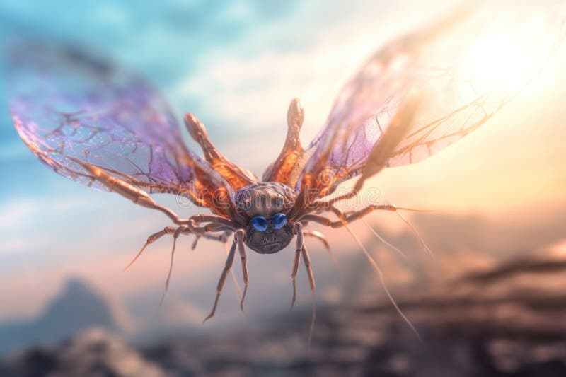 A Close Up of a Flying Spider in the Sky. Generative AI Image. Stock ...