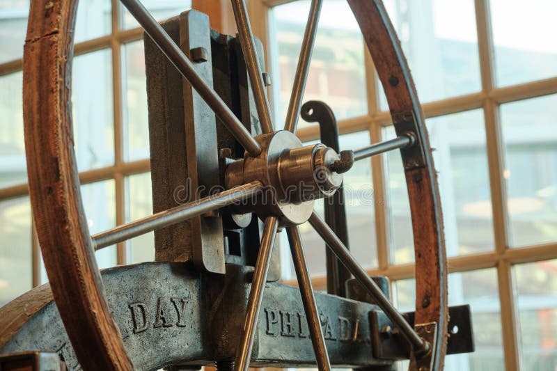 A Close-up of the Flywheel of an Industrial Steam Engine. Stock Image ...