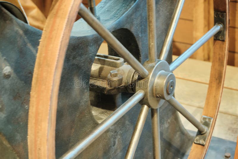 A Close-up of the Flywheel of an Industrial Steam Engine. Stock Photo ...