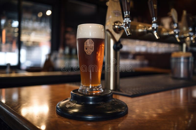 Close-up of Foamy Brew, with a View of the Tap Handle and Custom Tap ...