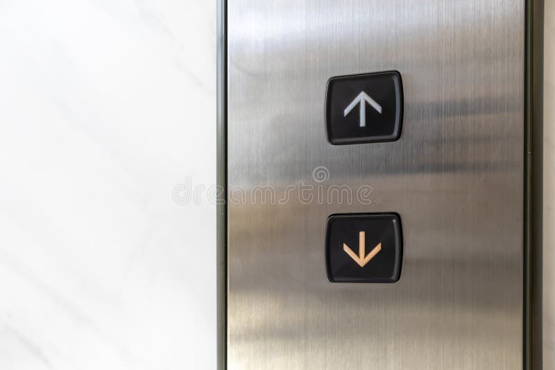 Close-up Focus of the Elevator Up and Down Buttons Stock Photo - Image ...
