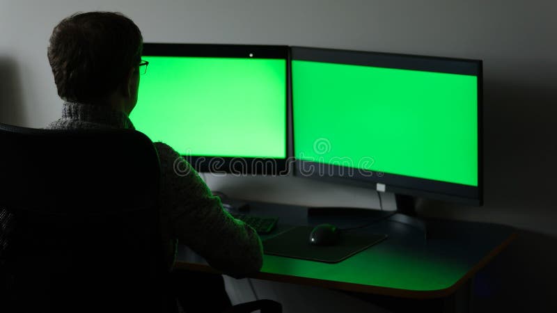 Close-up Focus on Person& X27;s Hands Typing on the Green Screen Chroma ...