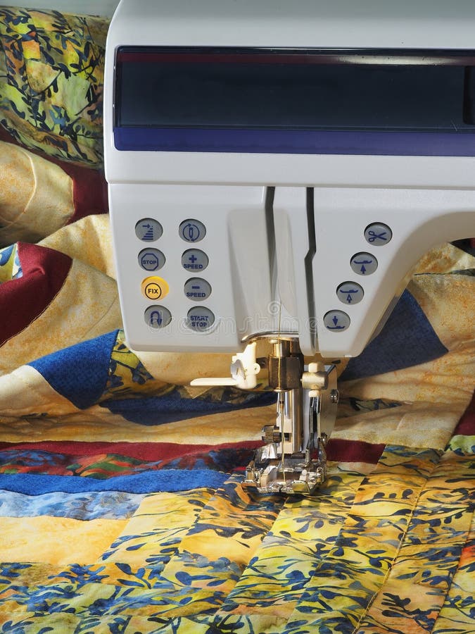 A Close-up Focus Stacked Image of a Handmade Quilt on a Sewing Machine ...