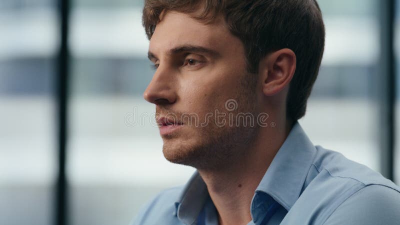 Close Up Focused Businessman Working in Office. Employee Reading ...