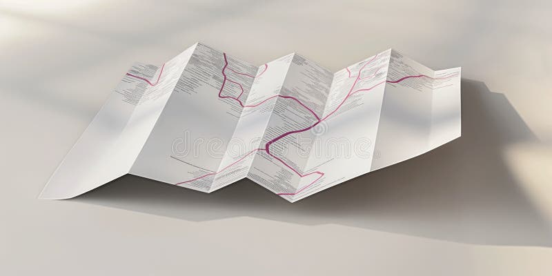 Close-up of Folded Paper Map with Blank Page. Isolated 3D Mockup with ...