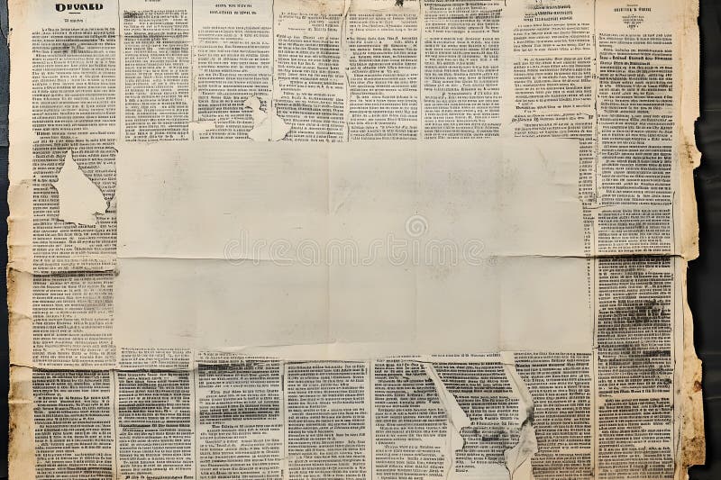 Old, Folded, Torn and Worn Paper with Black Ink Text Stock Illustration ...