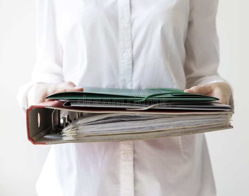 Close-up, Folders for Documents in the Hands of a Woman Stock Photo ...