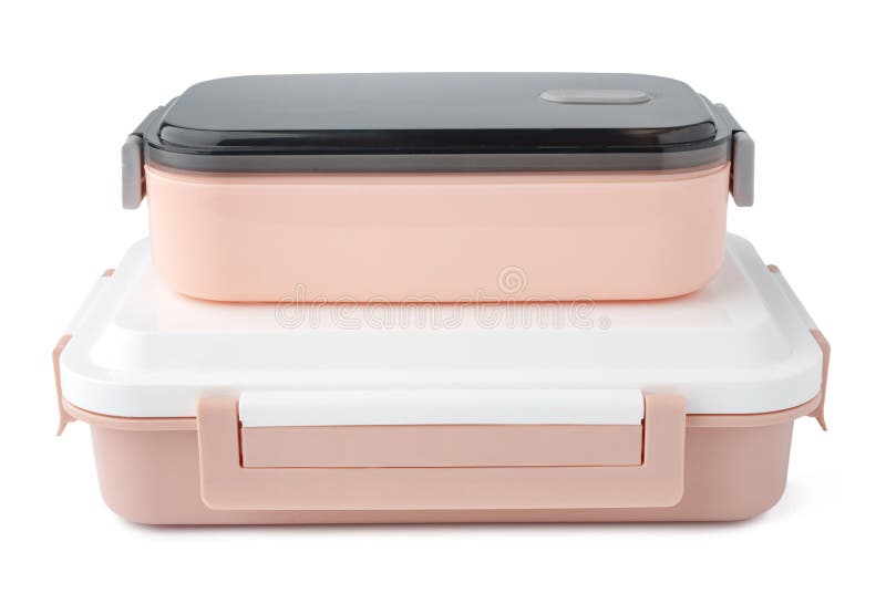 Close Up of Food Containers Isolated on White Background. Stock Photo ...