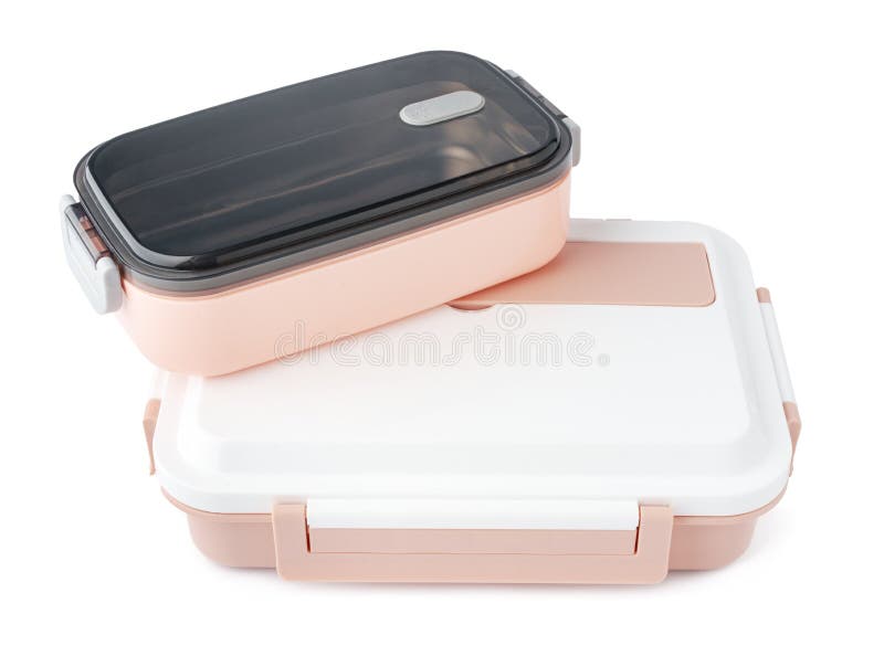 Close Up of Food Containers Isolated on White Background. Stock Image ...