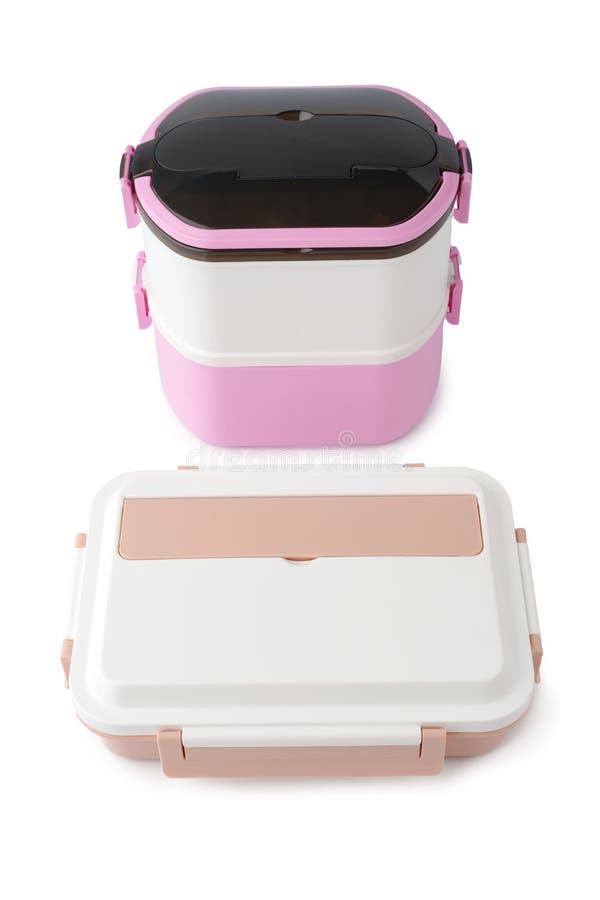 Close Up of Food Containers Isolated on White Background. Stock Image ...