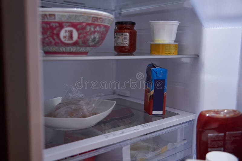 Close-up of Food Inside an Open Fridge Stock Photo - Image of house ...
