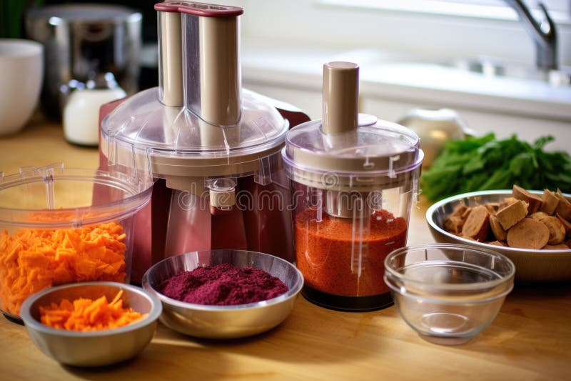 Close-up of Food Processor Blades and Attachments Stock Illustration ...