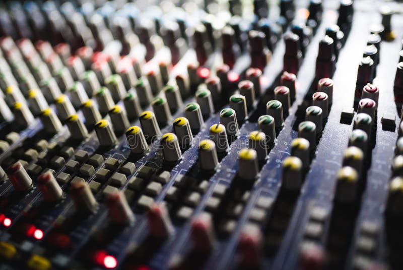 Close Up Footage of Audio Mixer. Sound Control Panel at Concert Stock ...