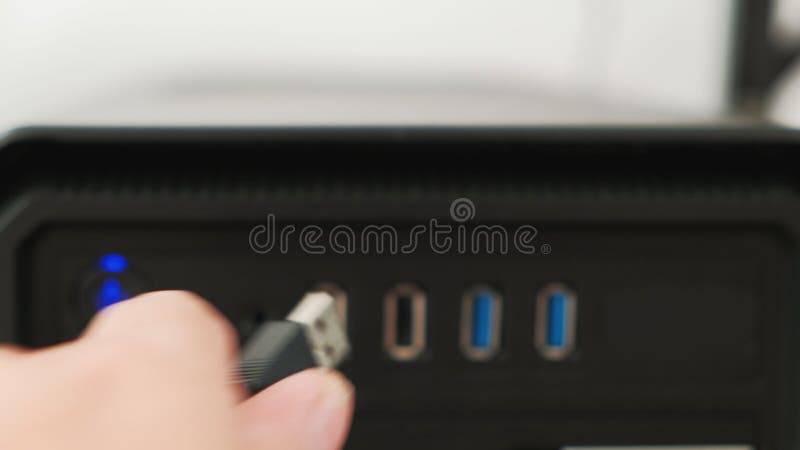 The Black Desktop Microphone Wakes Up and Turns His Head. Front View ...