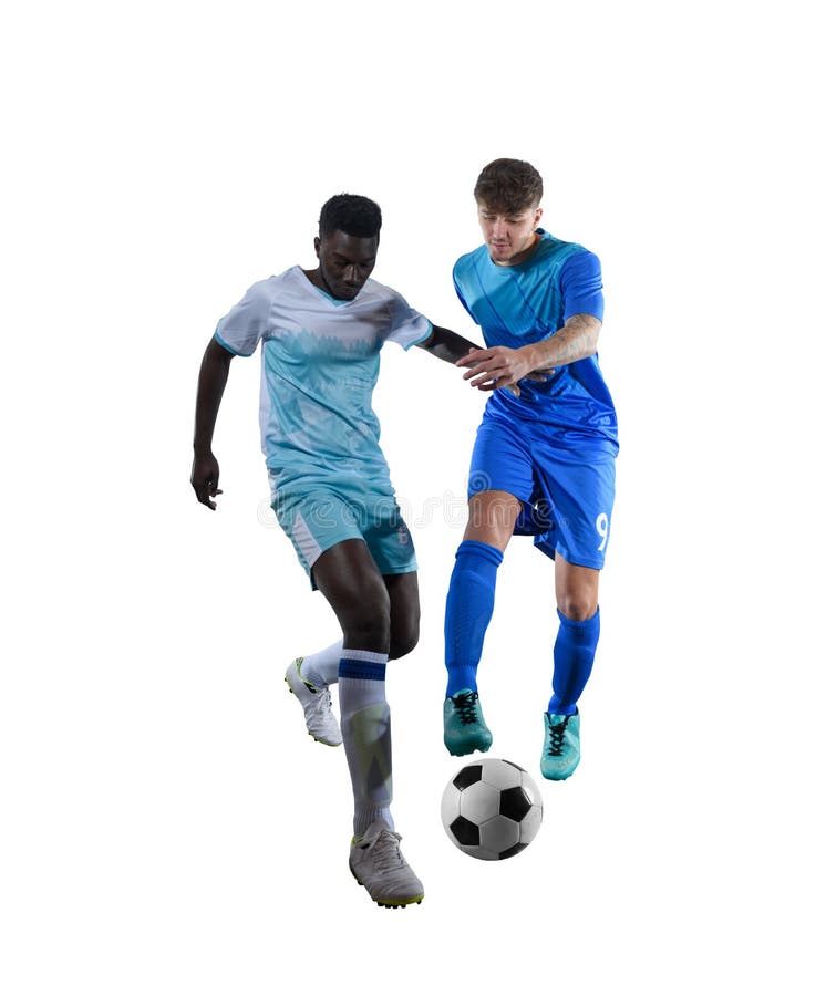 Close-up of Football Action Scene with Competing Soccer Players Stock ... Close-up of Football Action Scene with Competing Soccer Players Stock ...