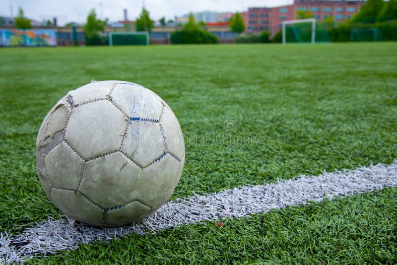 Close Up of Football at Football Field Stock Photo - Image of success ...
