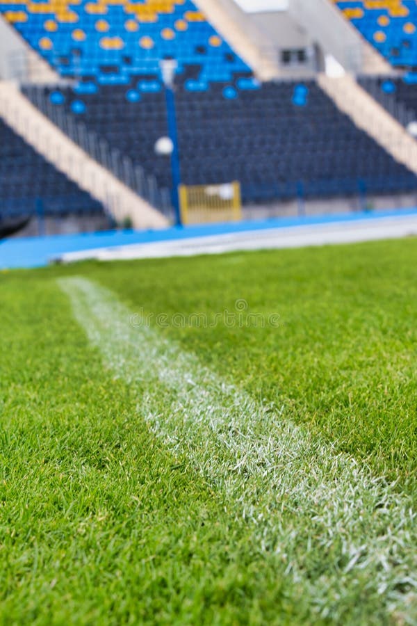 Close Up of Football Pitch in Stadium Stock Photo - Image of running ...