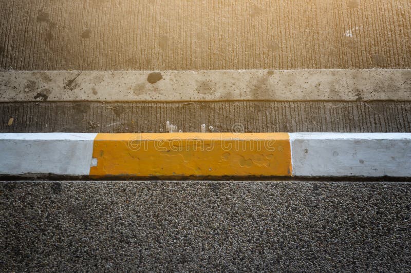 Close Up Footpath or Pathway Road with Sunlight. Yellow and Whit Stock ...