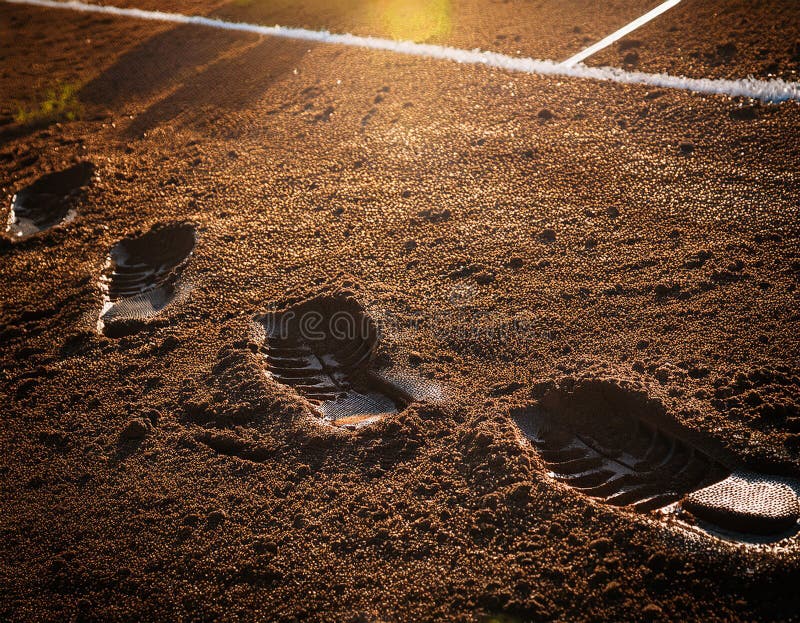 A Close-up of Footprints Left on a Muddy Football Field Displayed with ...