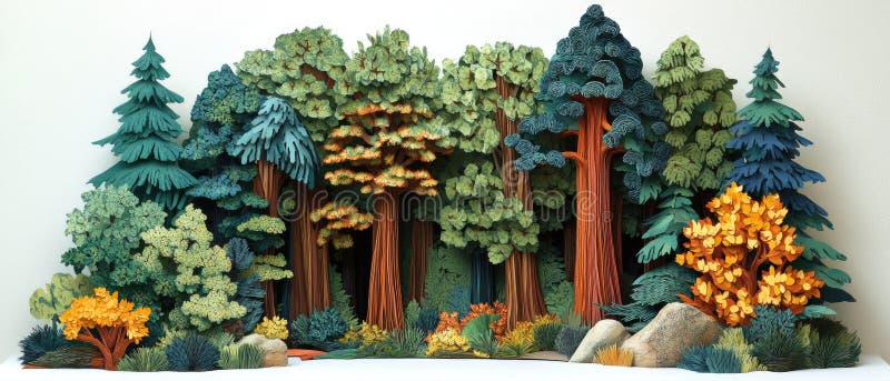 CLOSE-UP FELT FOREST SCENE with COLORFUL TREES Stock Illustration ...