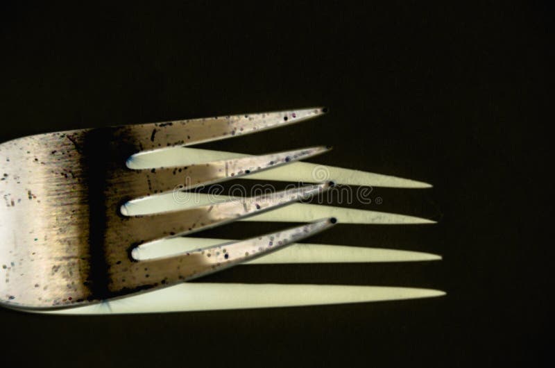 Close-up of a Fork with Black Background Stock Image - Image of metal ...