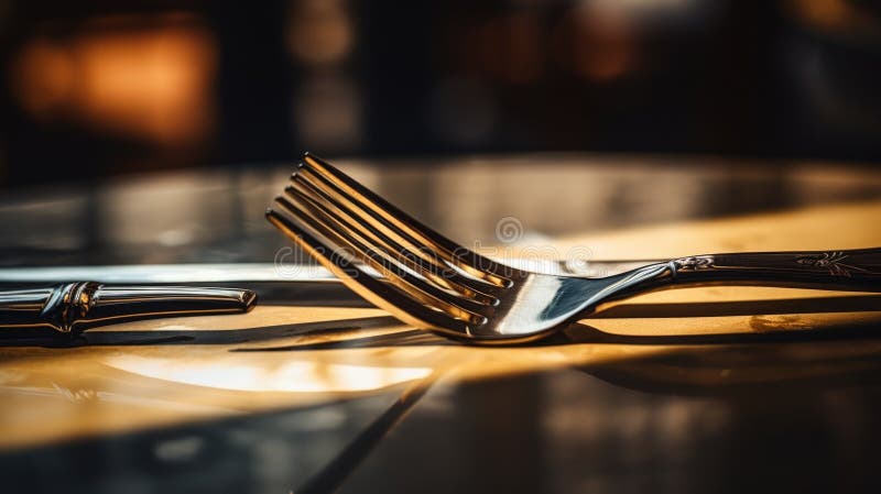 A Close Up of a Fork and Knife on a Table. Perfect for Restaurant Menus ...