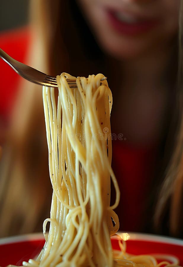 Close-up of a Fork Pulling Up Spaghetti, with Focus on Its Texture and ...