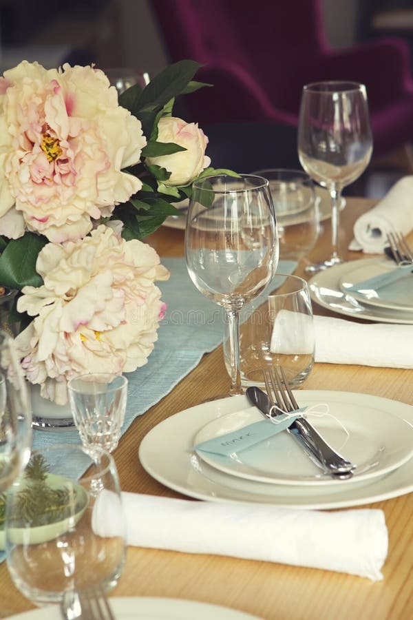 Formal Table Setting at Home Stock Image - Image of interiors ...