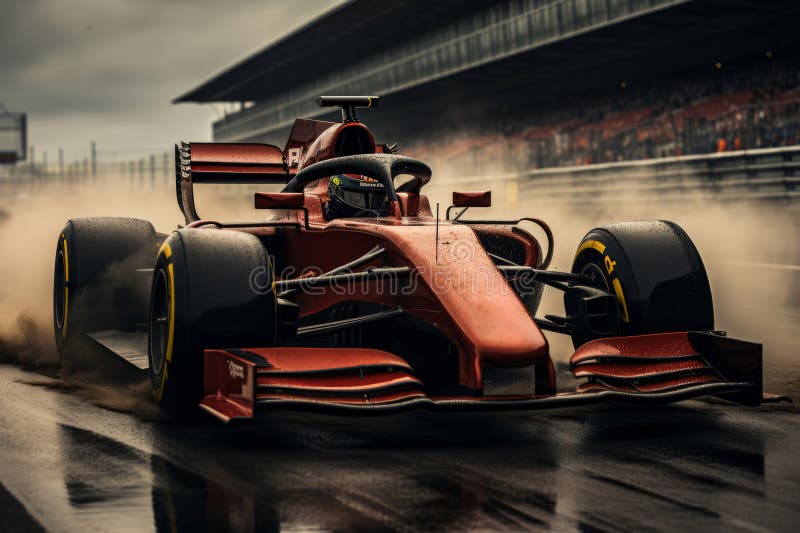 Close Up a Formula 1 Car at Full Speed on a Racing Circuit. AI ...