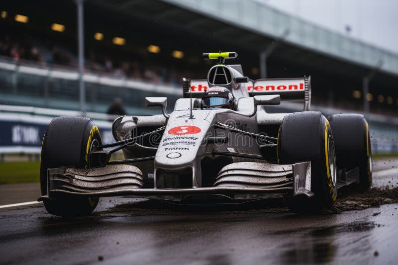 Close Up a Formula 1 Car at Full Speed on a Racing Circuit. AI ...