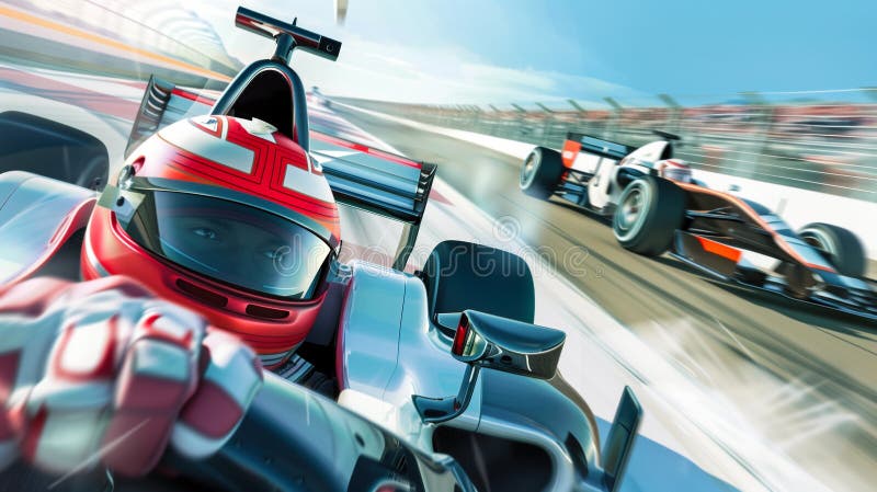 Close-up of a Formula 1 Racer Competing at High Speed on Race Track ...