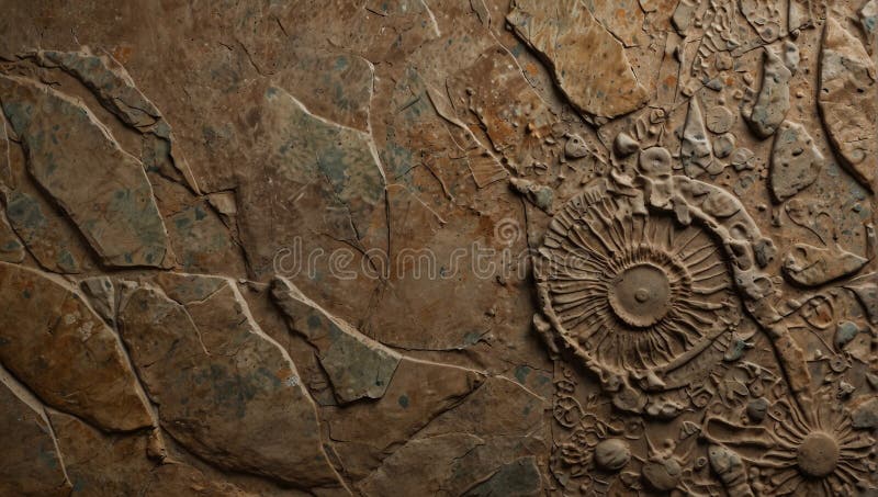 Close-Up of Fossil Embedded in Rock with Detailed Texture and Natural ...