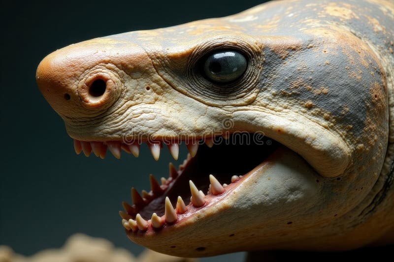 Close Up of Fossilized Shark Jaw, Sharp Teeth Visible, Bite, Jagged ...