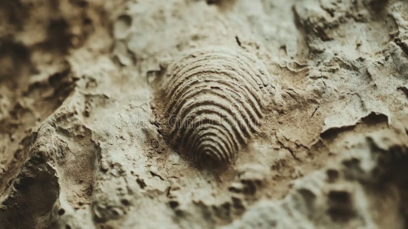 Close-up of a Fossilized Shell Embedded in Sedimentary Rock Stock ...