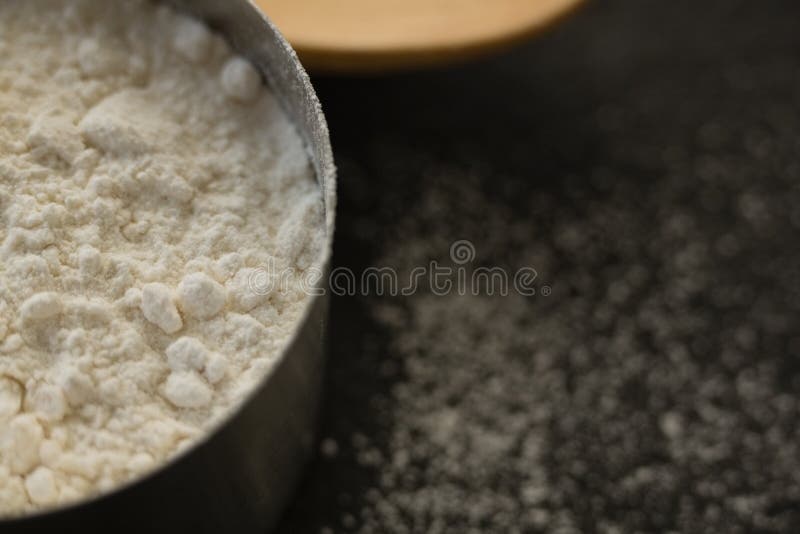 Close up of flour in bowl stock photo. Image of life - 99483372